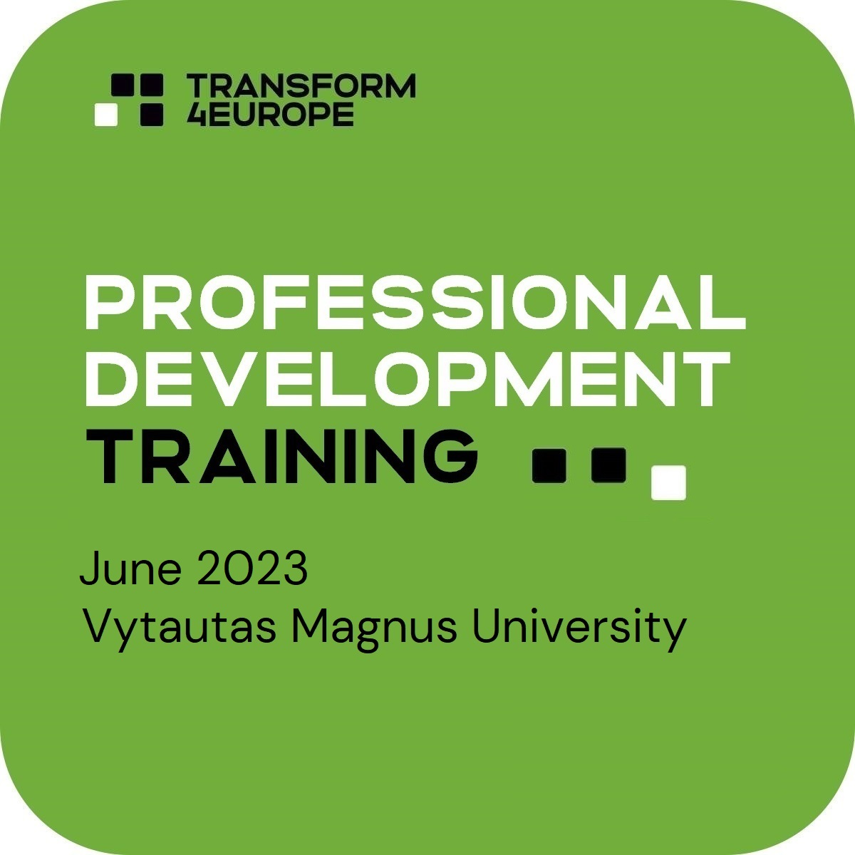 T4EU Professional Development Training - Transform4Europe